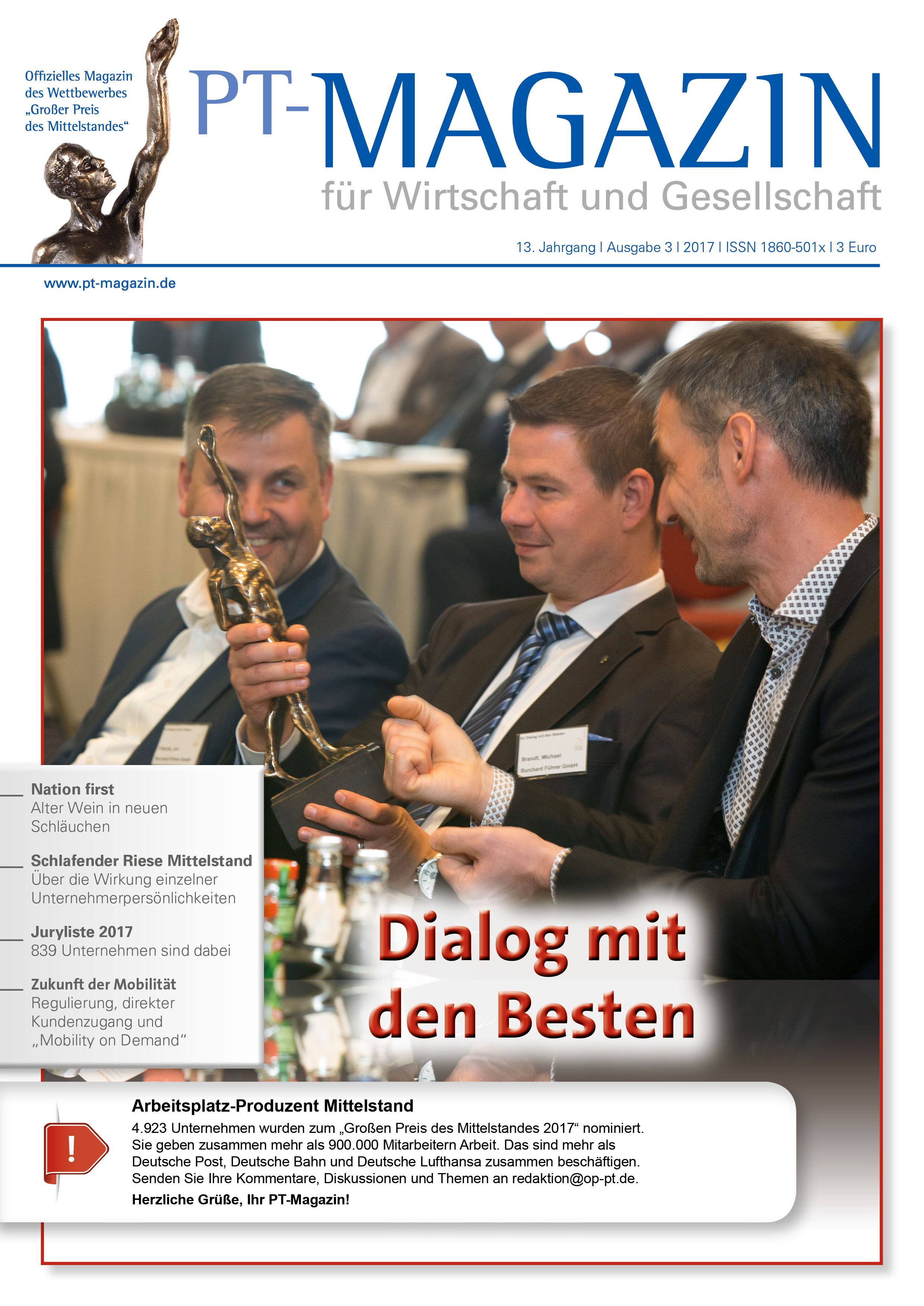 PT-Magazin 3/2017 unter dem Titel "Dialog mit den Besten" und online ...
