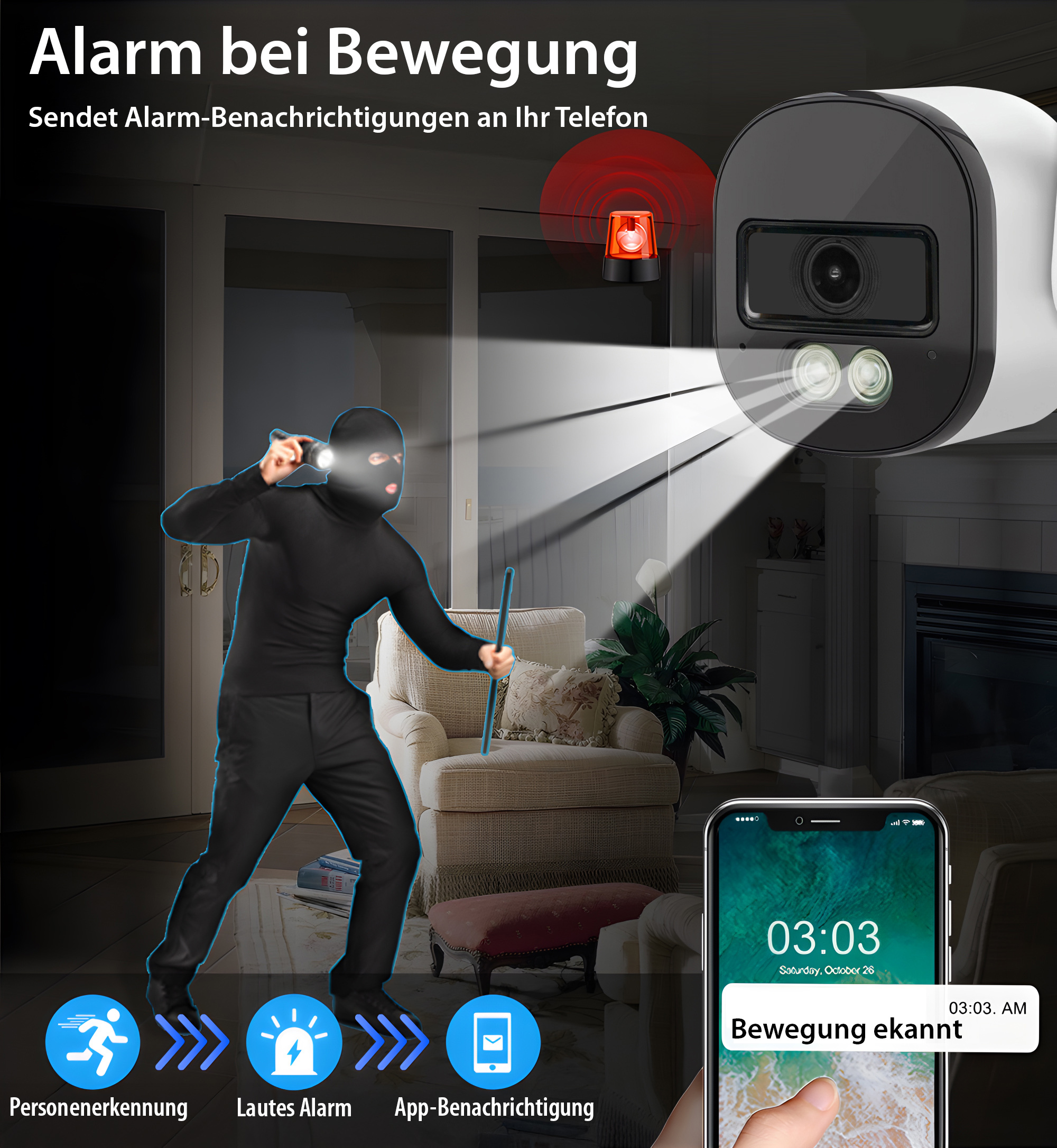 VisorTech Plug-&-Play-Überwachungssystem DSC-750.app mit 4 Kameras ...