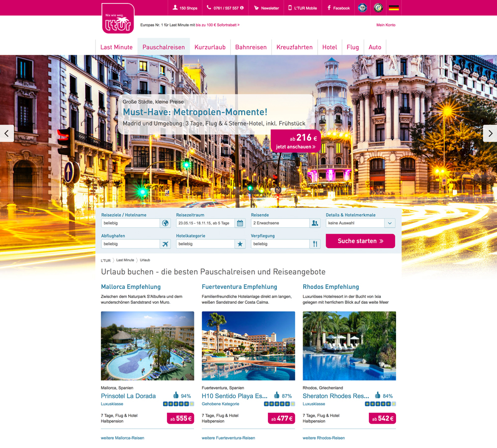L'TUR Homepage mit neuer Navigation, mehr Funktionen und größerem ...