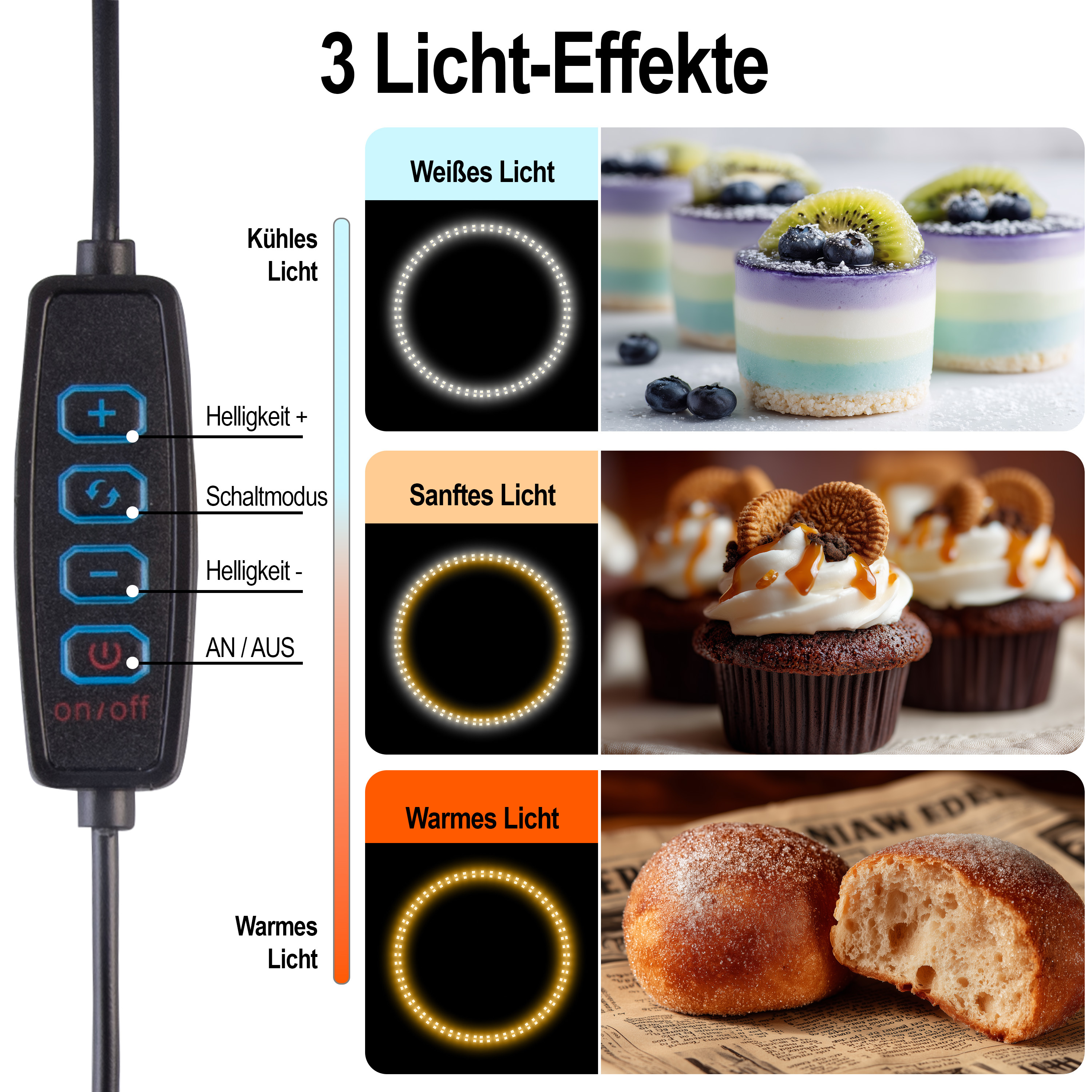 Somikon Fotobox zum Fotografieren, faltbar, mit LED-Licht, 40 x 40 x 40 ...