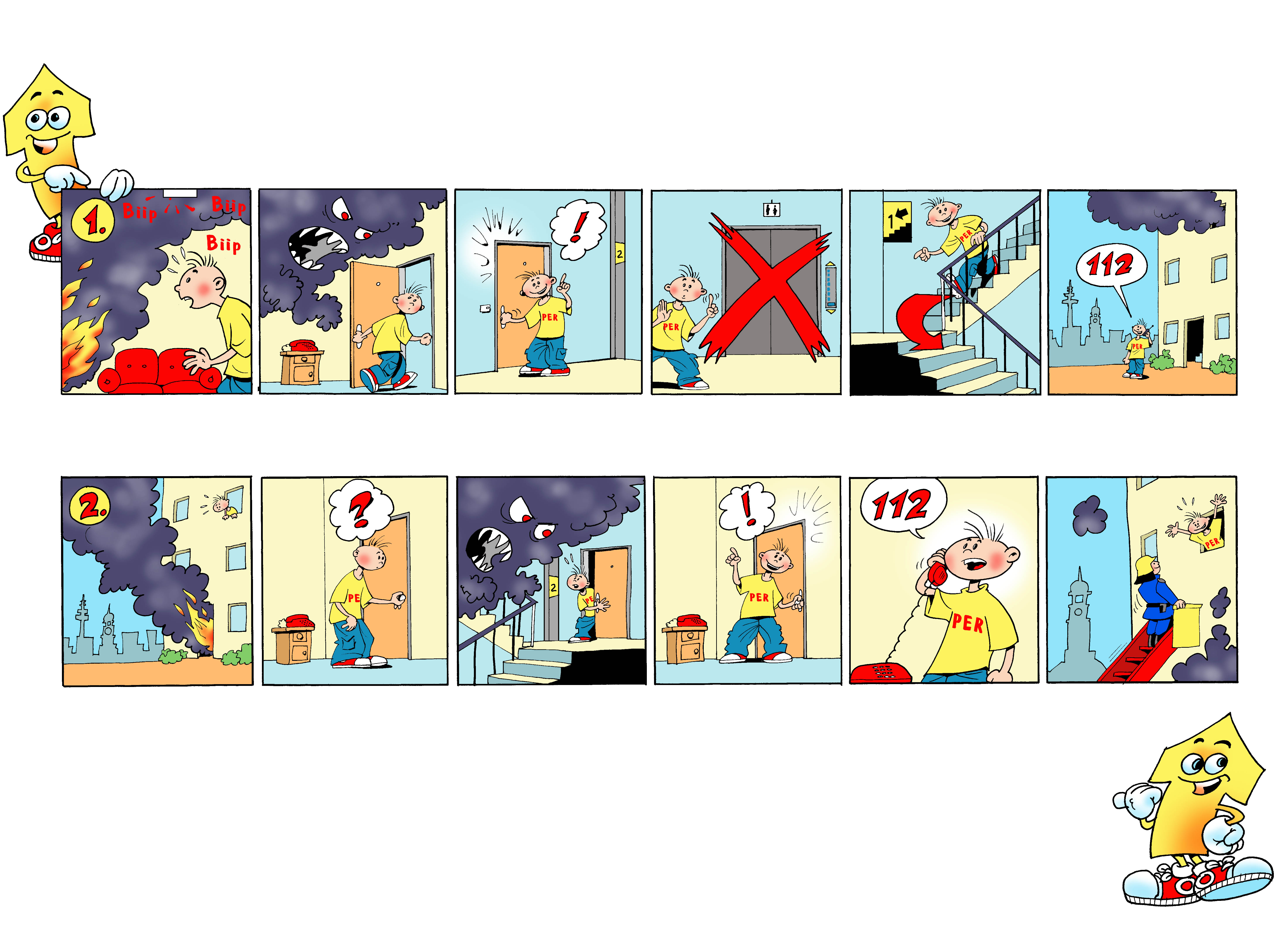 Comic auf Milchtüten informiert über Verhalten im Brandfall, P.E.R ...