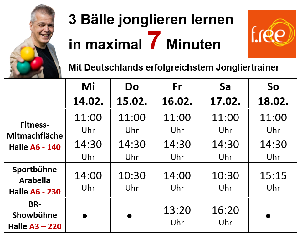 Auf der Messe f.re.e vom 14.2. bis 18.2. können Messebesucher bei Weltrekordhalter Stephan ...