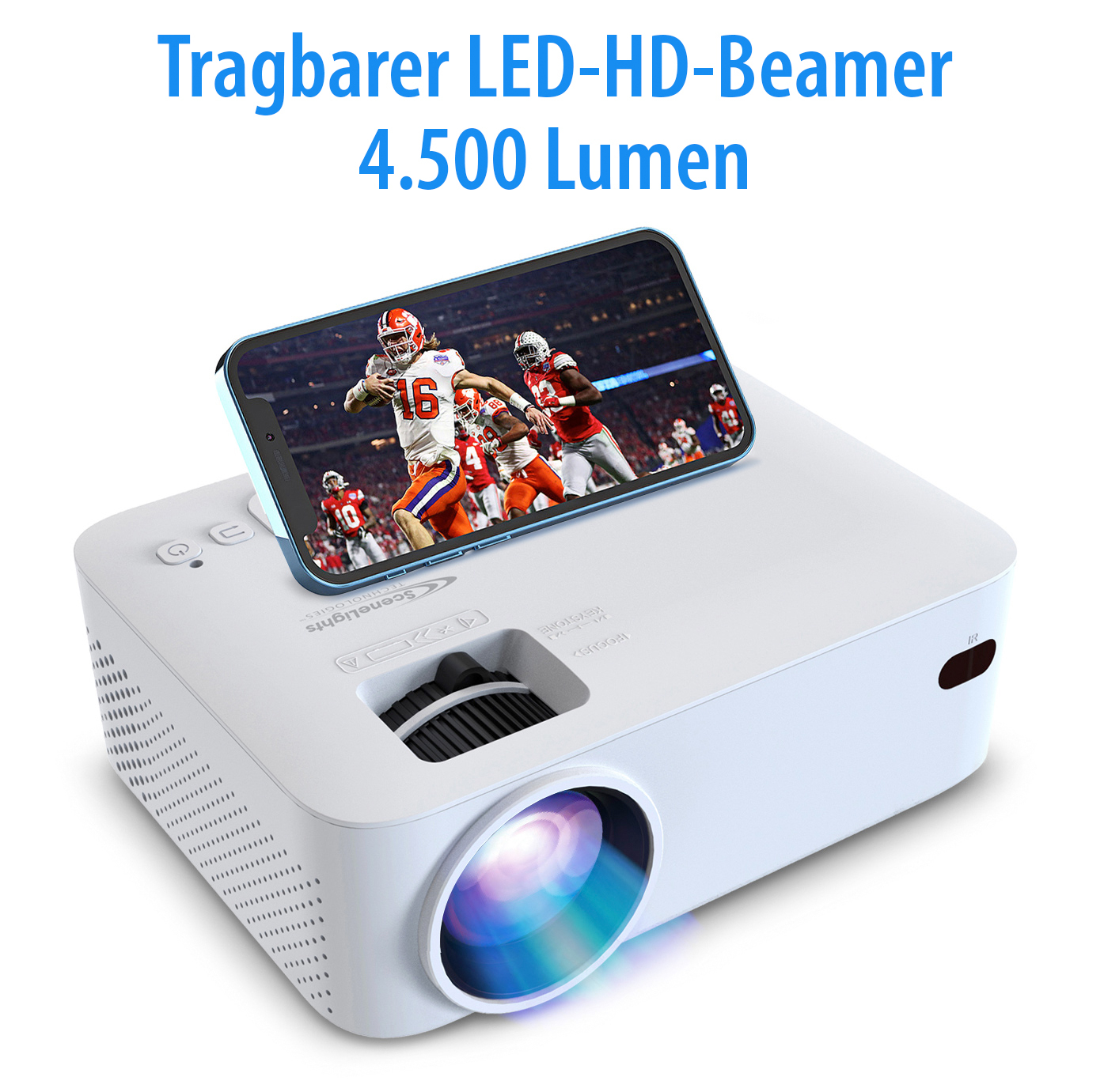 SceneLights LED-HD-Beamer LB-9700 mit 720p-Auflösung, 4.500 Lumen, bis ...
