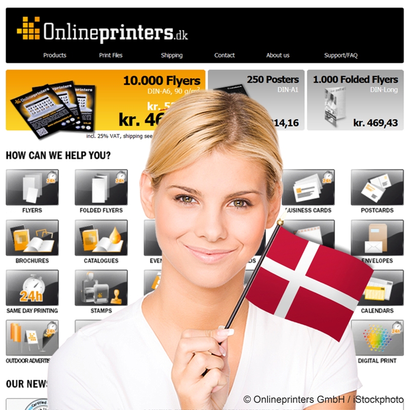 Onlinedruckerei mit Onlineshop onlineprinters.dk jetzt in Dänemark ...