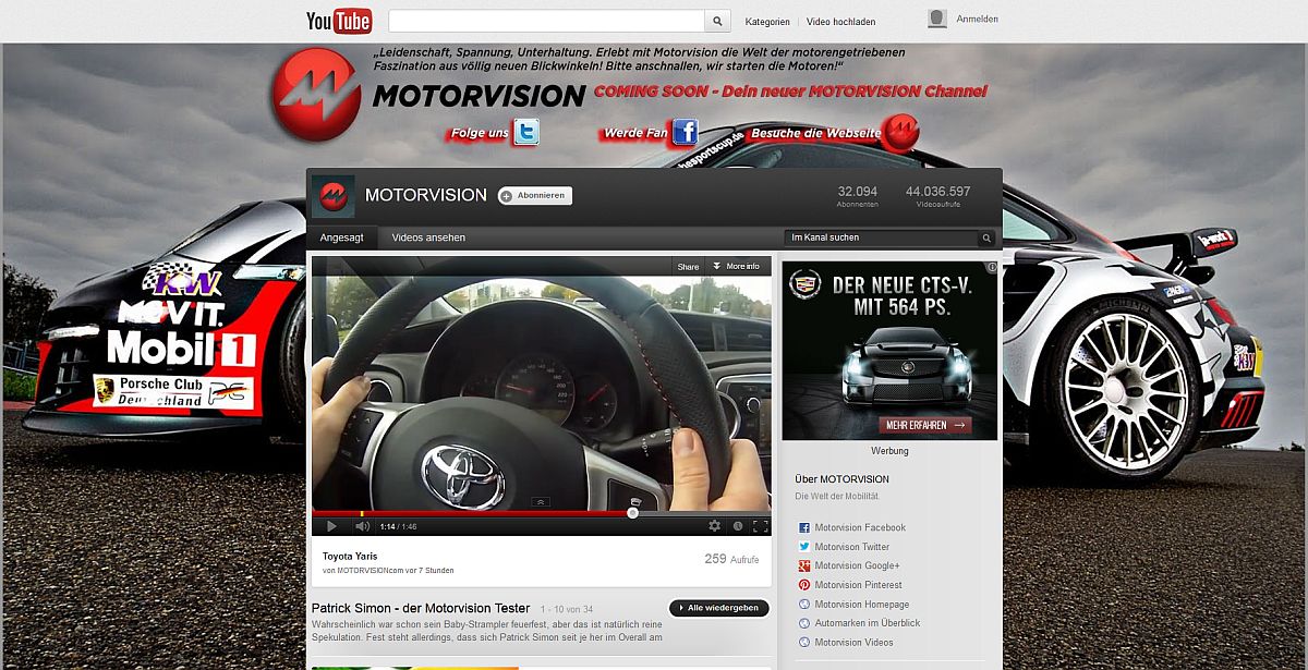 Motorvision wird “Original Channel Partner“ auf YouTube, Motorvision TV ...