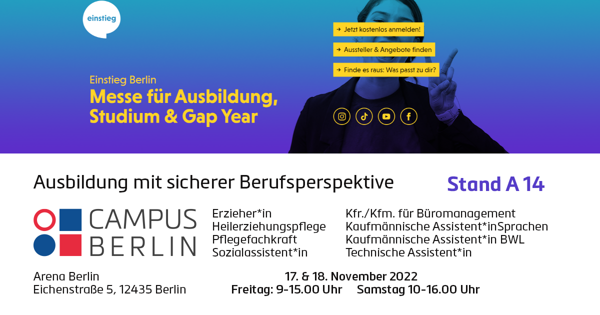 Campus Berlin als Aussteller auf der Einstieg Berlin 2023, Campus Berufsbildung e.V., Story - lifePR