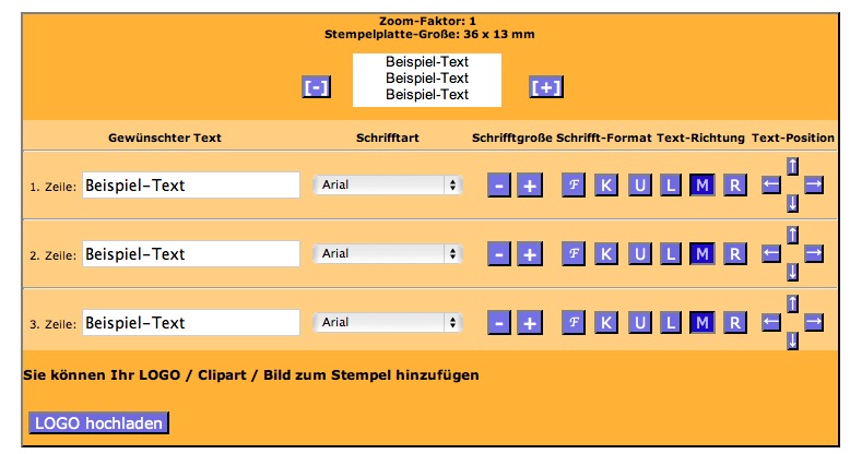 Stempel-Konfigurator von world of innovation, Made in Germany, perfekte ...