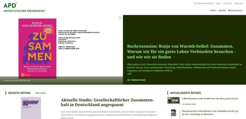 Buchrezension: Ronja von Wurmb-Seibel: Zusammen, Adventistischer Pressedienst Deutschland APD ...